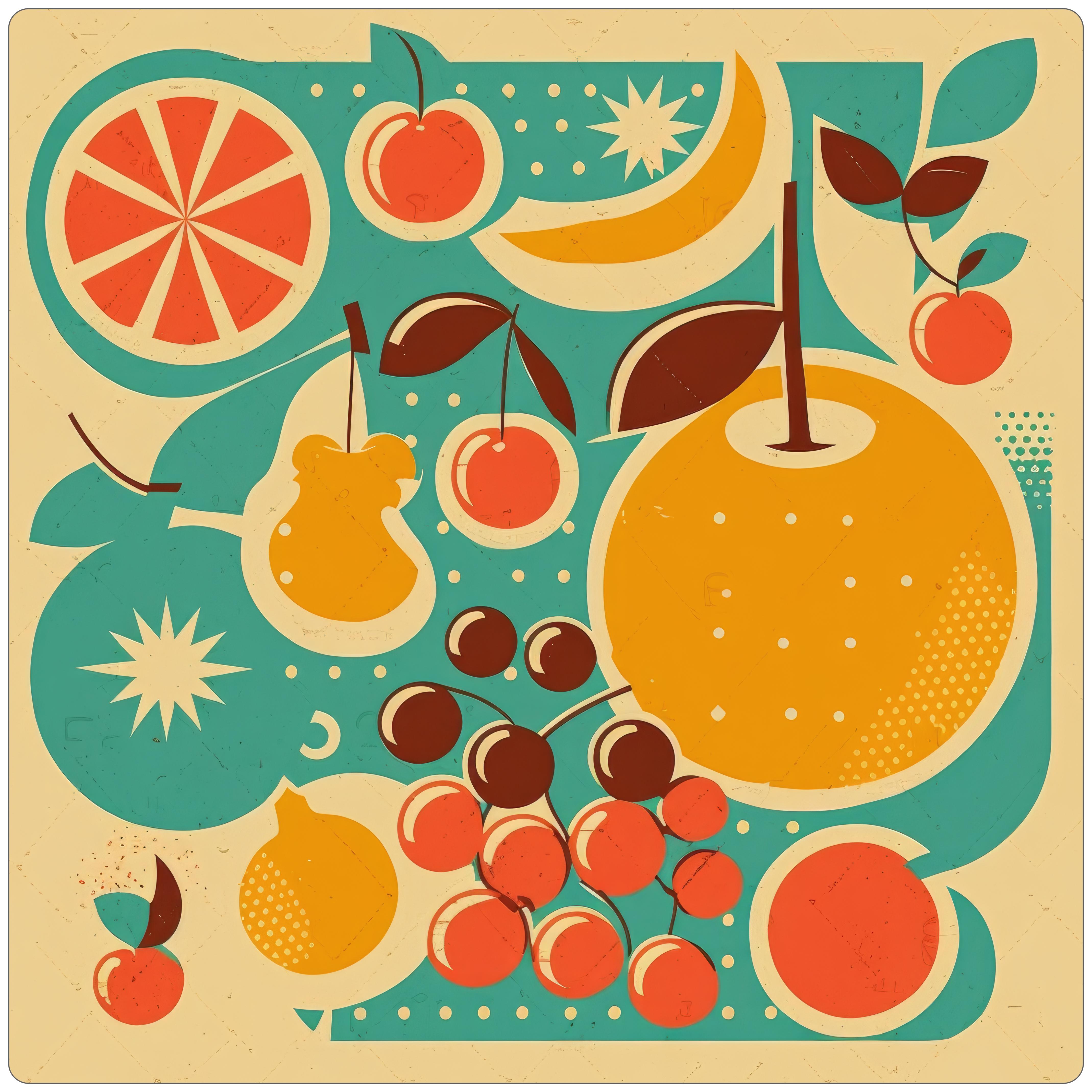 Retro Fruit | Shop for a 14" Square Sticker Shape | Online - APEALZ