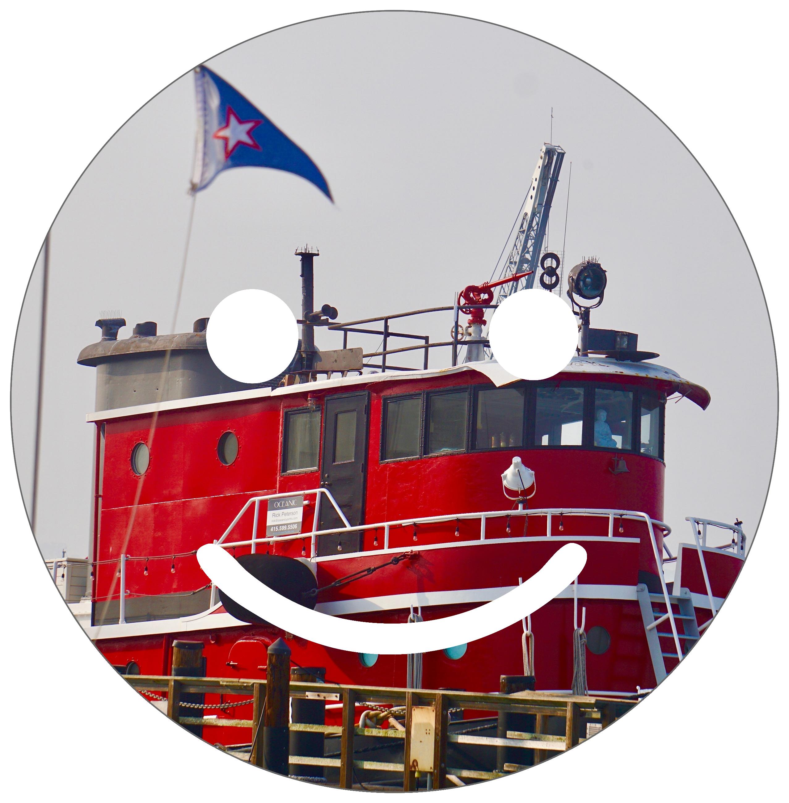 Red Tug Boat | Shop for a Smiley Face 9” Sticker | Online - APEALZ