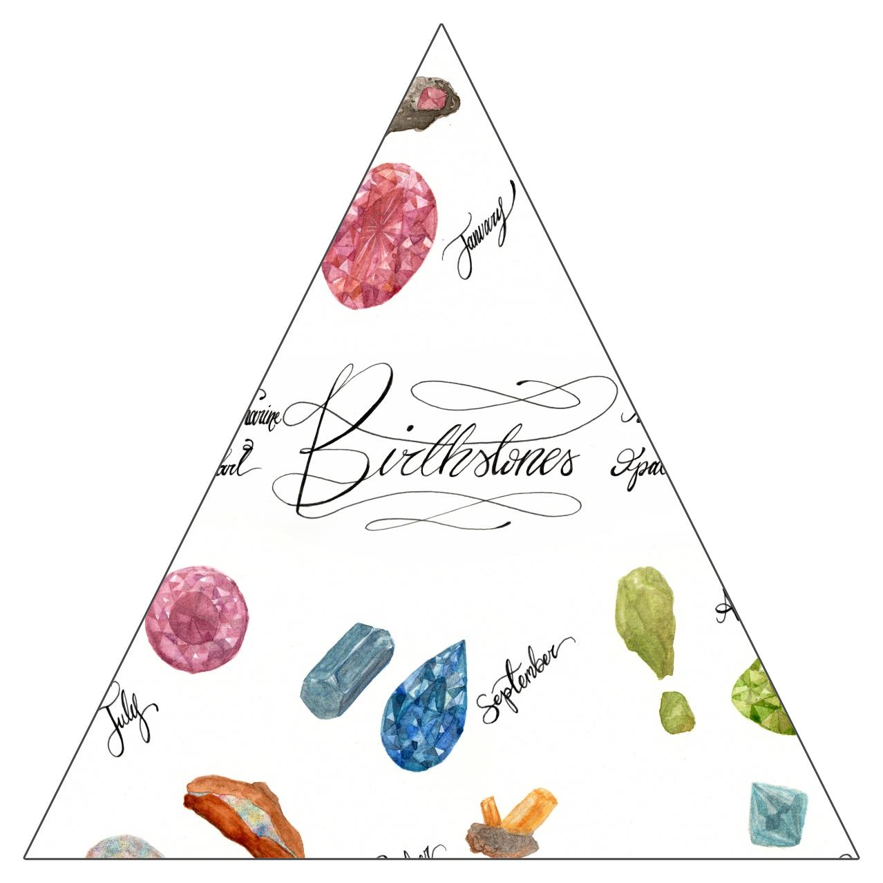 Watercolor Birthstone Chart | Shop for a 4” Triangle Sticker Shape ...