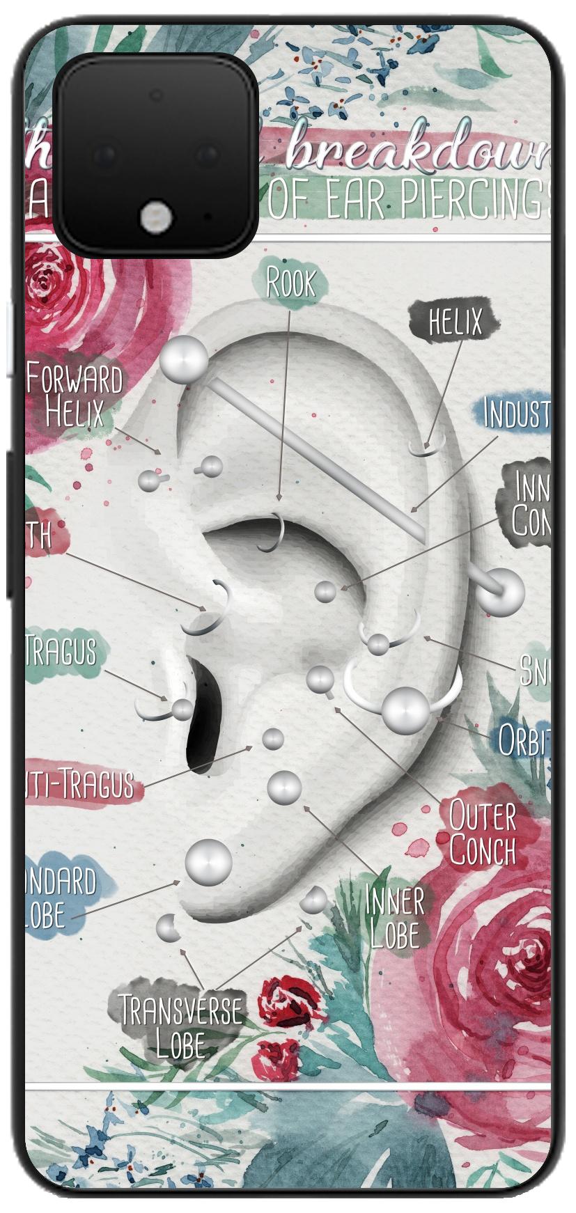 Ear Piercing Chart with Hand-Painted Loose Watercolor Florals | Shop ...