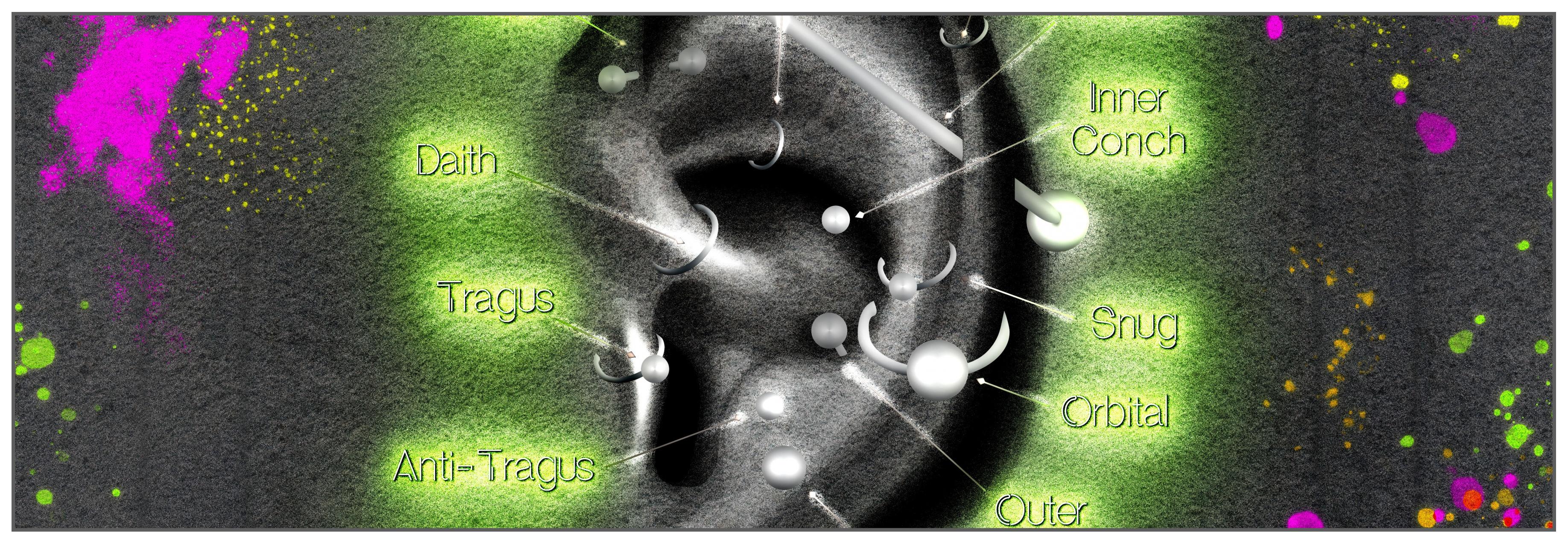 Neon Ear Piercing Chart | Shop for a 4” x 12” Labels & Strips Landscape ...