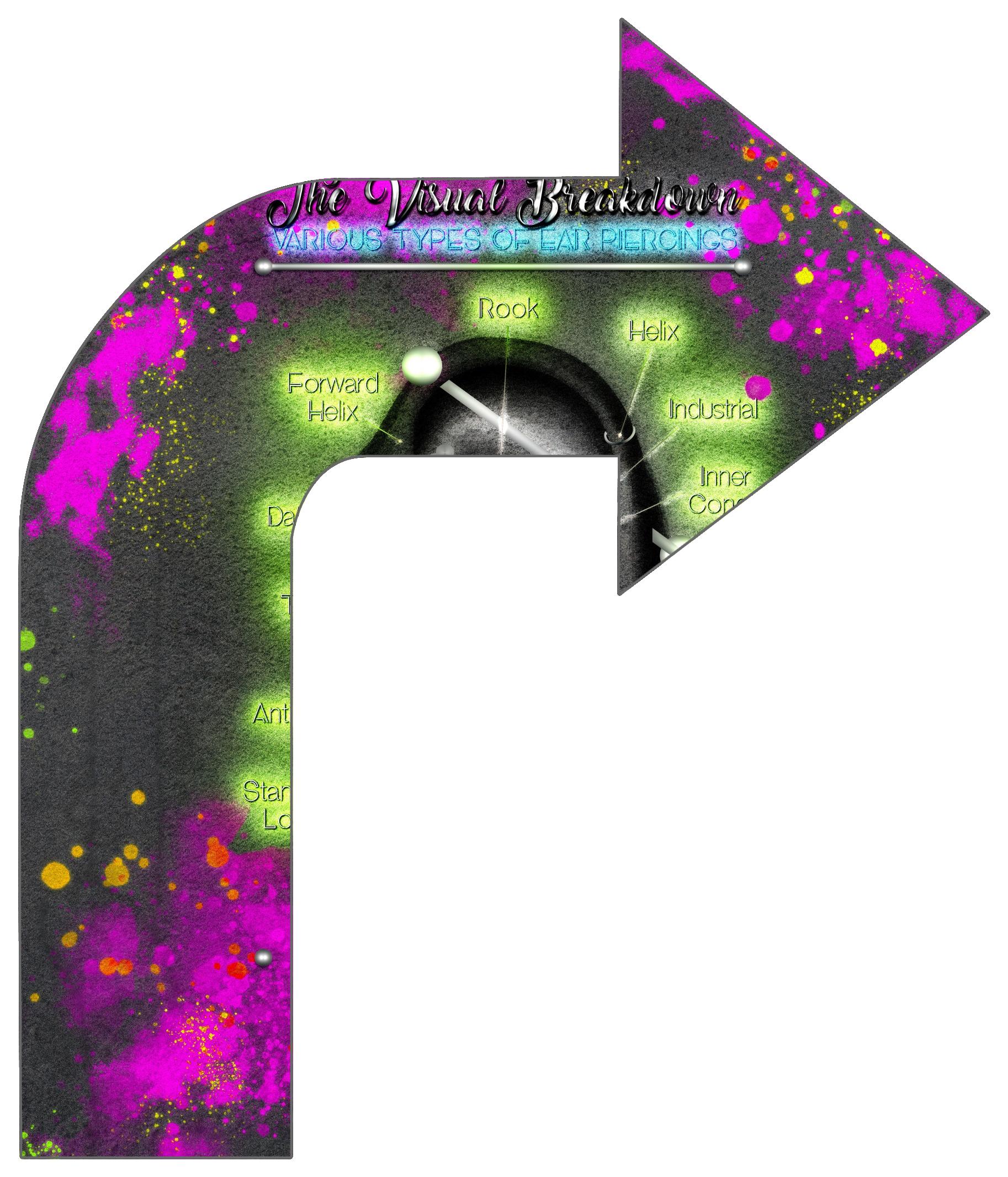 Neon Ear Piercing Chart | Shop for a Arrow Curved Right 6” Sticker ...