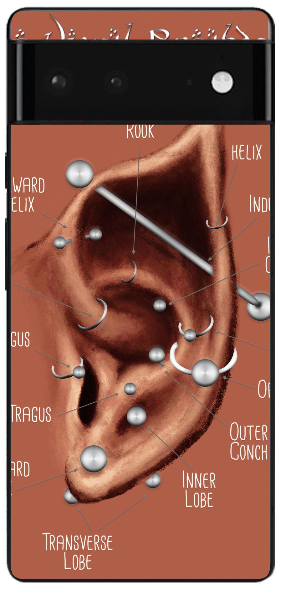 Elven Ear Piercing Chart, Medium Tone | Shop for a Google Pixel 6 Skin ...
