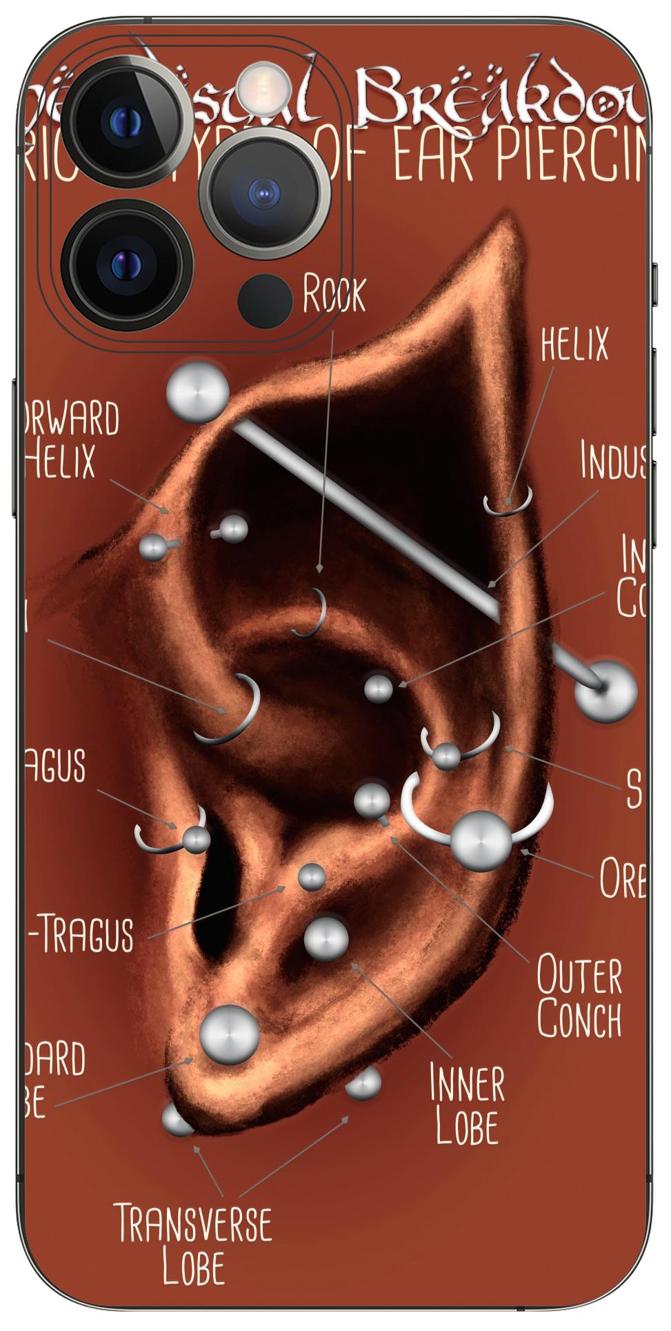 Elven Ear Piercing Chart, Dark | Shop for a iPhone 13 Pro Max Skin ...