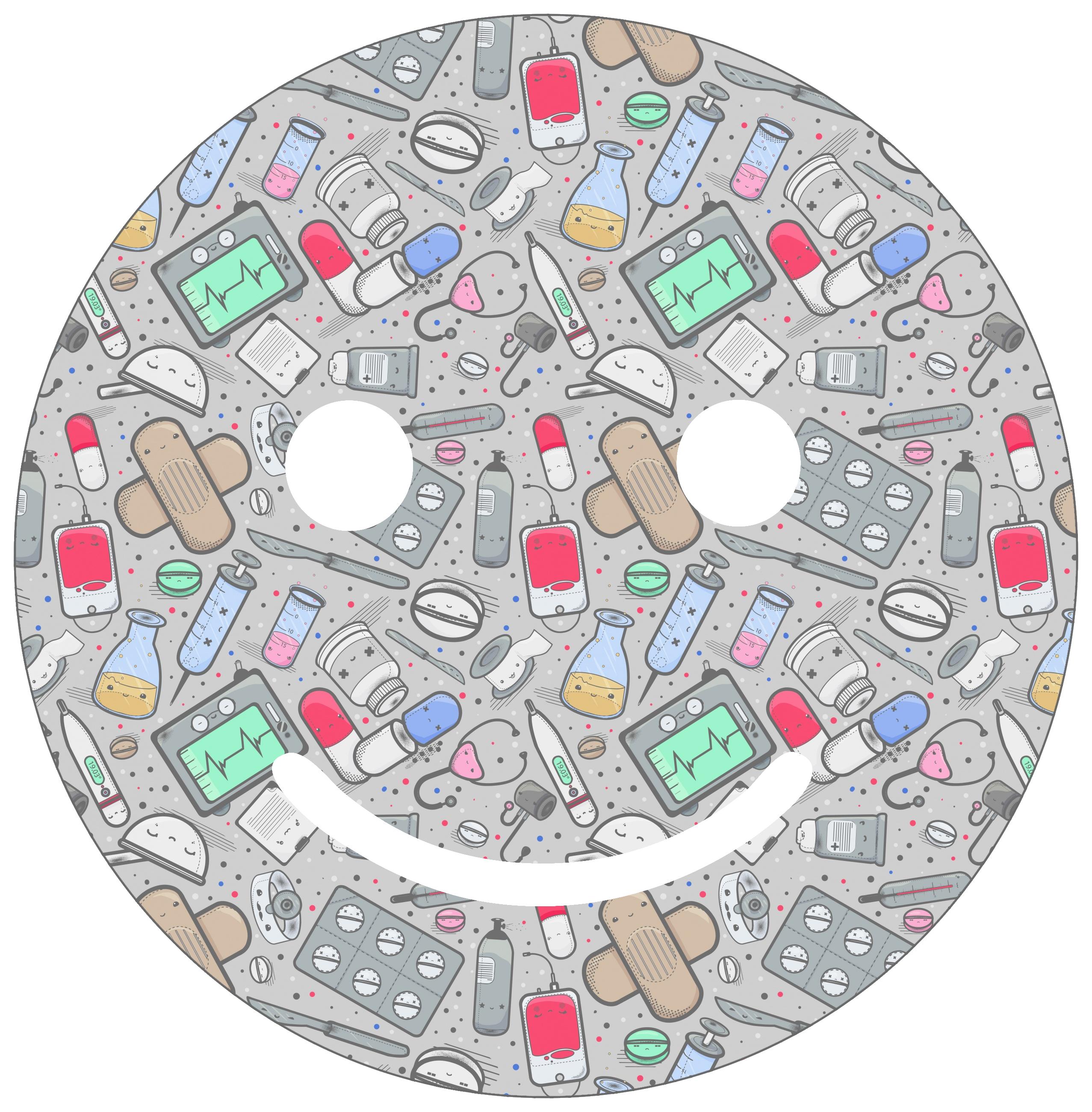 Kawaii Medical Pattern | Shop for a Smiley Face 9” Sticker | Online ...